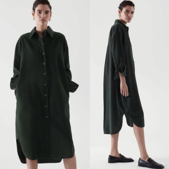 COS | Dresses | Cos Dark Green Midi Dress | Poshmark